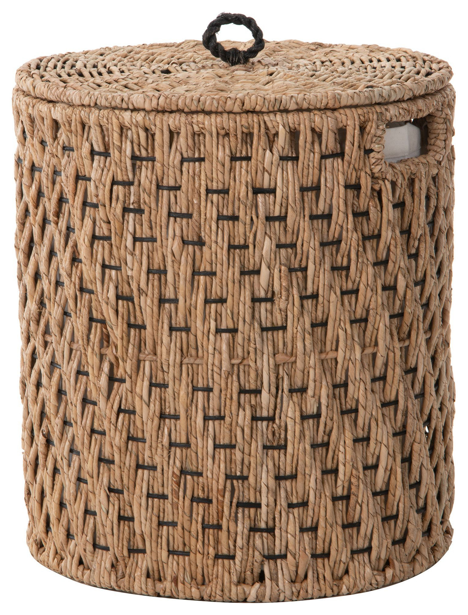 Round Lidded Vertical Weave Seagrass Laundry and Storage Basket With ...