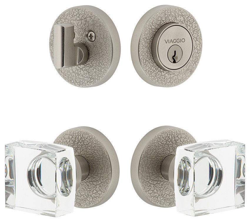 Circolo Leather Rosette, Quadrato Crystal Knob And Deadbolt, 2.375 ...