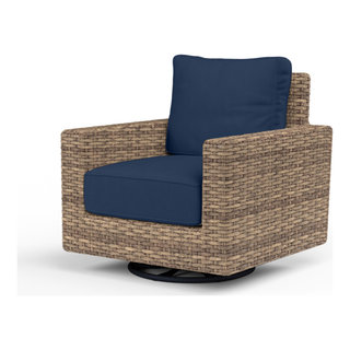 Havana Indigo Sunbrella Upholstered Cushions Swivel Outdoor Club Rocker ...