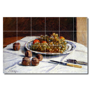 Alfred Sisley Fruit Vegetables Painting Ceramic Tile Mural #1, 72" Wide ...