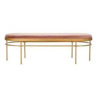 Sylva Oval Bench, Dusty Rose/Gold - Contemporary - Accent And Storage ...
