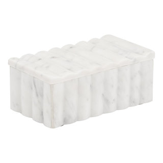 Marble, 7X3" Ridged Box, White, 7x4x3 inches - Transitional - Jewelry ...