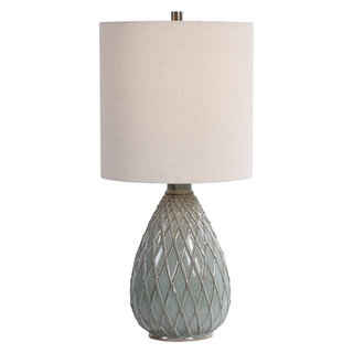 Rust And Aqua Colored Ceramic Glaze Base With Textured Pattern Table ...