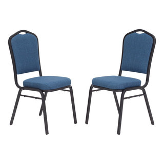 Set of 2 Dining Chair, Cushioned Fabric Seat With Crown Backrest ...