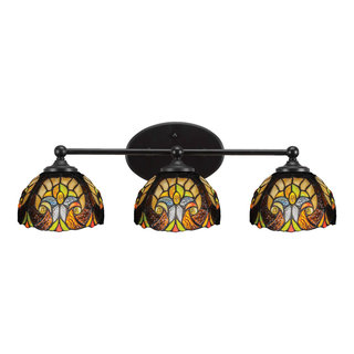 Capri 3-Light Bath Bar, Matte Black/Ivory Cypress Art - Victorian ...