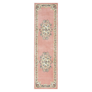 Nourison Aubusson ABS1 Runner Rug, Pink, 2'2" x 10' - Victorian - Hall ...