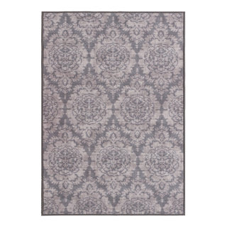 RugSmith Gray Baroque Floral Ikat Area Rug, 3'x5', 3'x5' - Contemporary ...