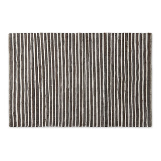 Taupe Slim Stripe Cotton Chindi Rug 2Ft 3Inx6Ft - Area Rugs - by ...