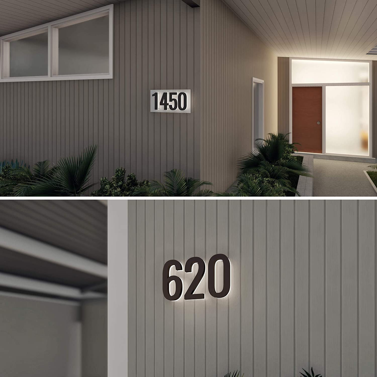 5 in ABS Backlit LED Floating Address Number, Up-Scale Modern Look ...