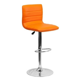 Pemberly Row 33" Contemporary Metal Striped Bar Stool in Orange ...