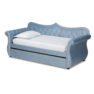 Abbie Velvet Crystal Tufted Daybed with Trundle, Twin - Contemporary ...