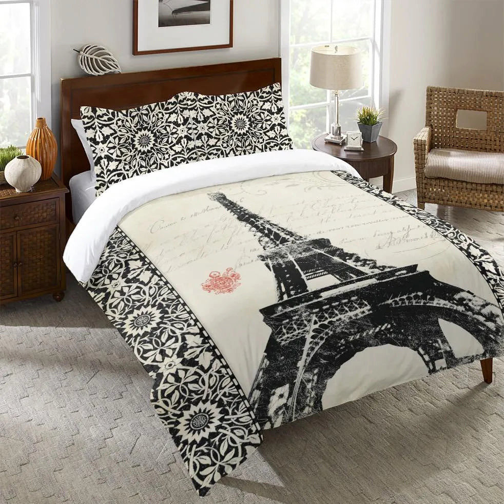 Laural Home Eiffel Tower Duvet Cover, 104" X 90" (KING) - Contemporary ...