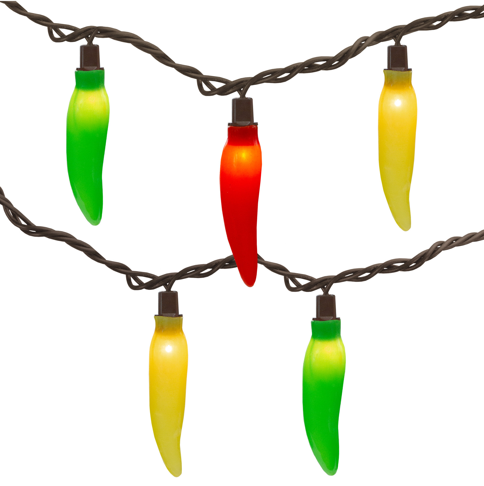 35-Count Yellow and Green Chili Pepper String Light Set 22.5ft Brown ...