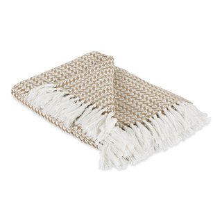 DII 50x60" Modern Cotton Arrowhead Woven Throw with Fringe in Stone ...