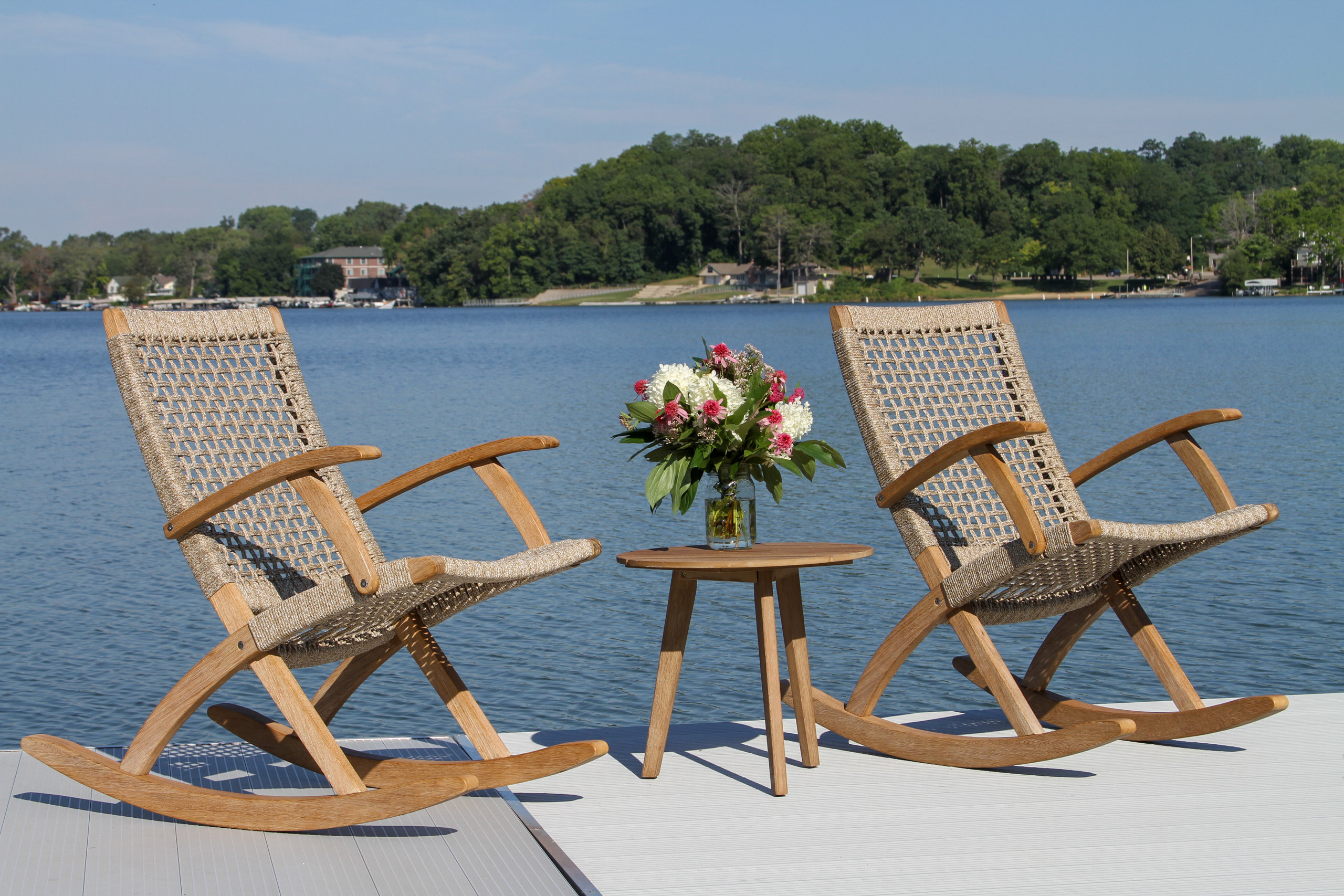 Eucalyptus and Rope Rocking Chair - Beach Style - Outdoor Rocking ...
