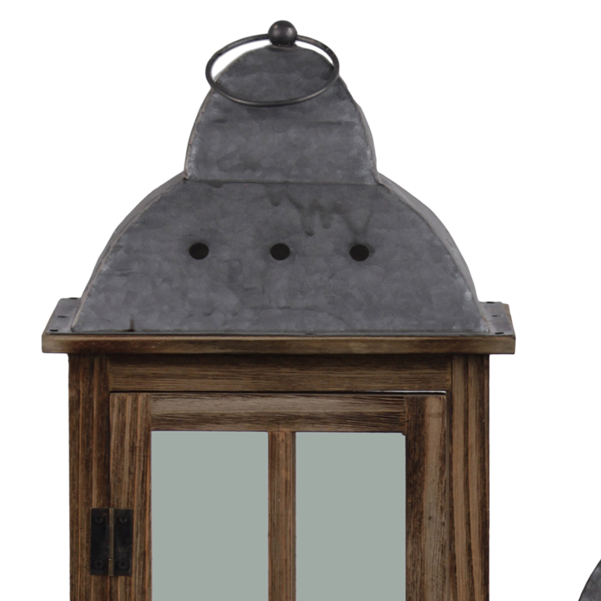 Wood and Metal Lantern with Cross Design, Brown and Gray, Set of 2 ...