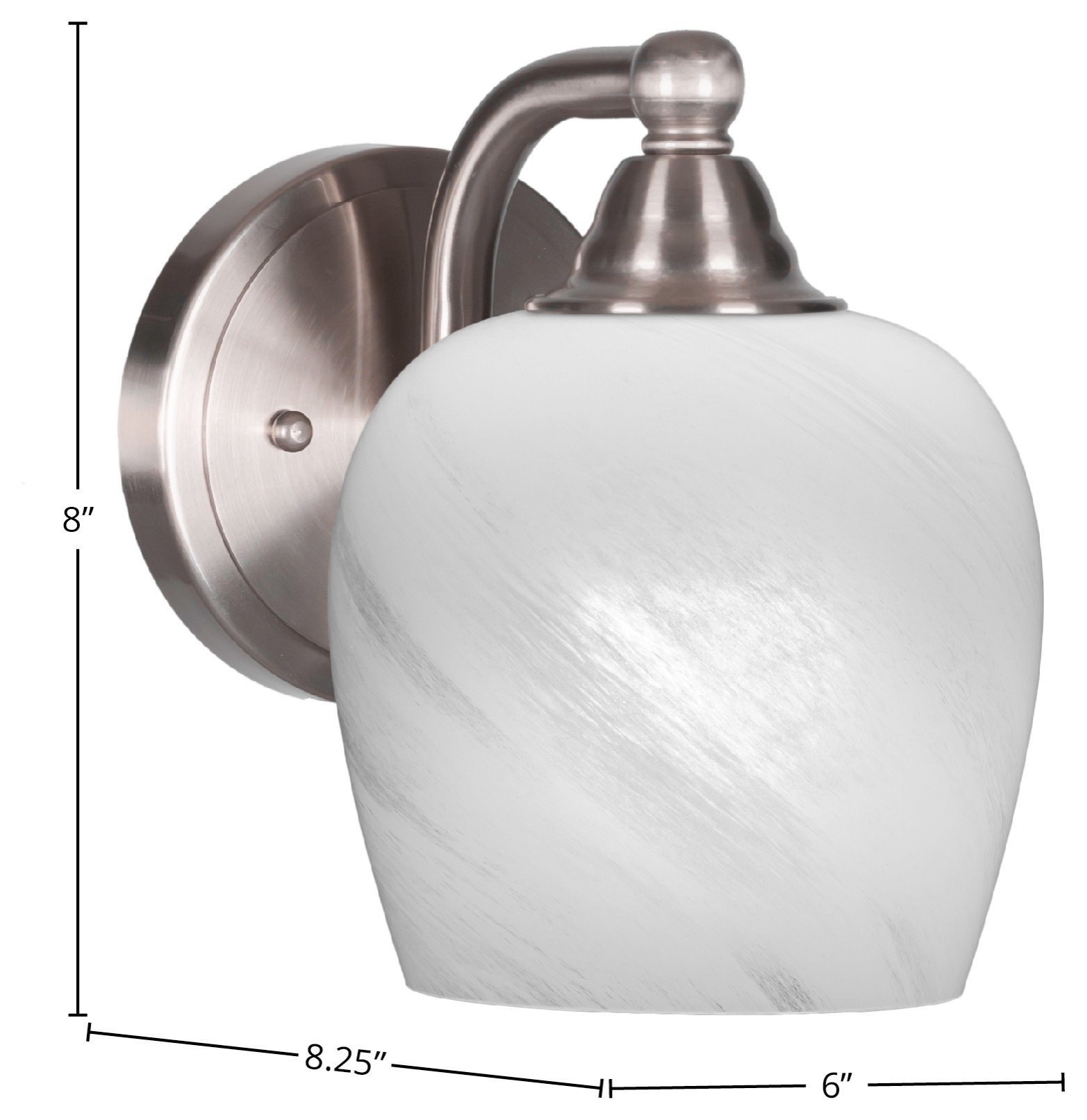 Paramount Wall Sconce, Brushed Nickel, 6" White Marble Glass ...