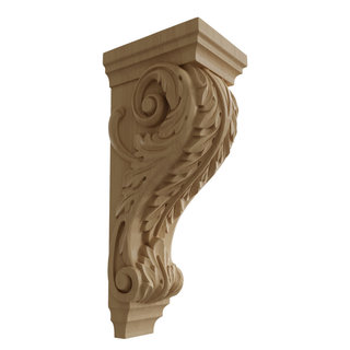 Small Fig Leaf Corbel, Alder, 2 5/8"Wx3 3/4"Dx6 5/8"H, 6-Pack, 6"Wx7 1/ ...