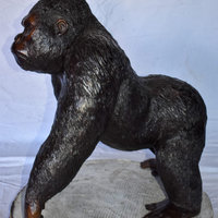 Gorilla Standing on Four Detailed Impressive Bronze Statue 20" x 17" x ...