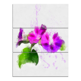 Stem of Convolvulus Flower Drawing, Floral Triptych Canvas Art, 28x36 ...