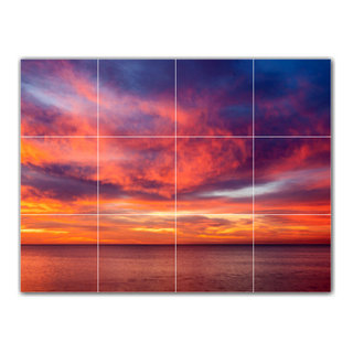 Sunset Ceramic Tile Wall Mural HZ500992, 17" Wide x 12.75" High - Beach ...