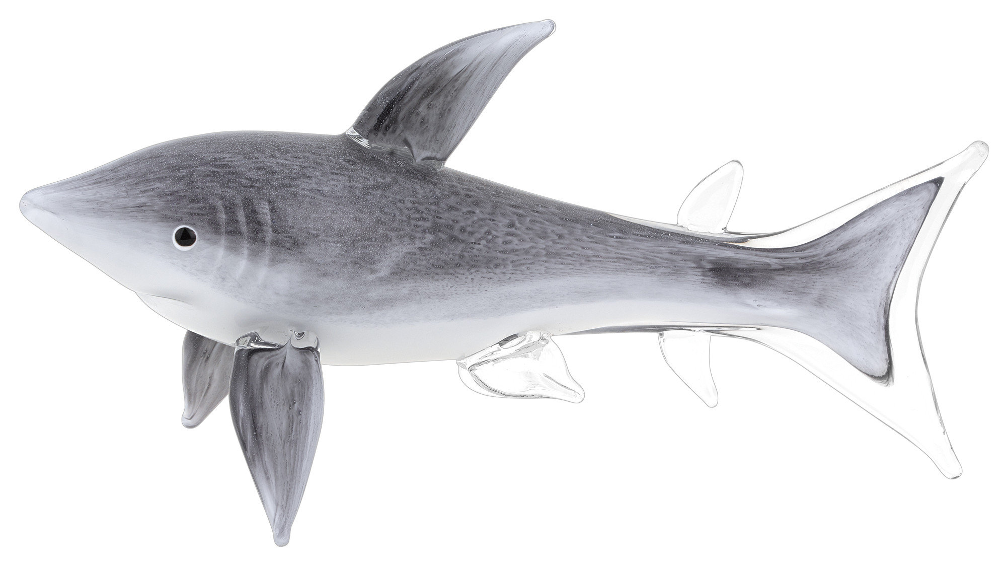 HomeRoots 14" Mouth Blown Long Harmless Shark Art Glass - Beach Style ...