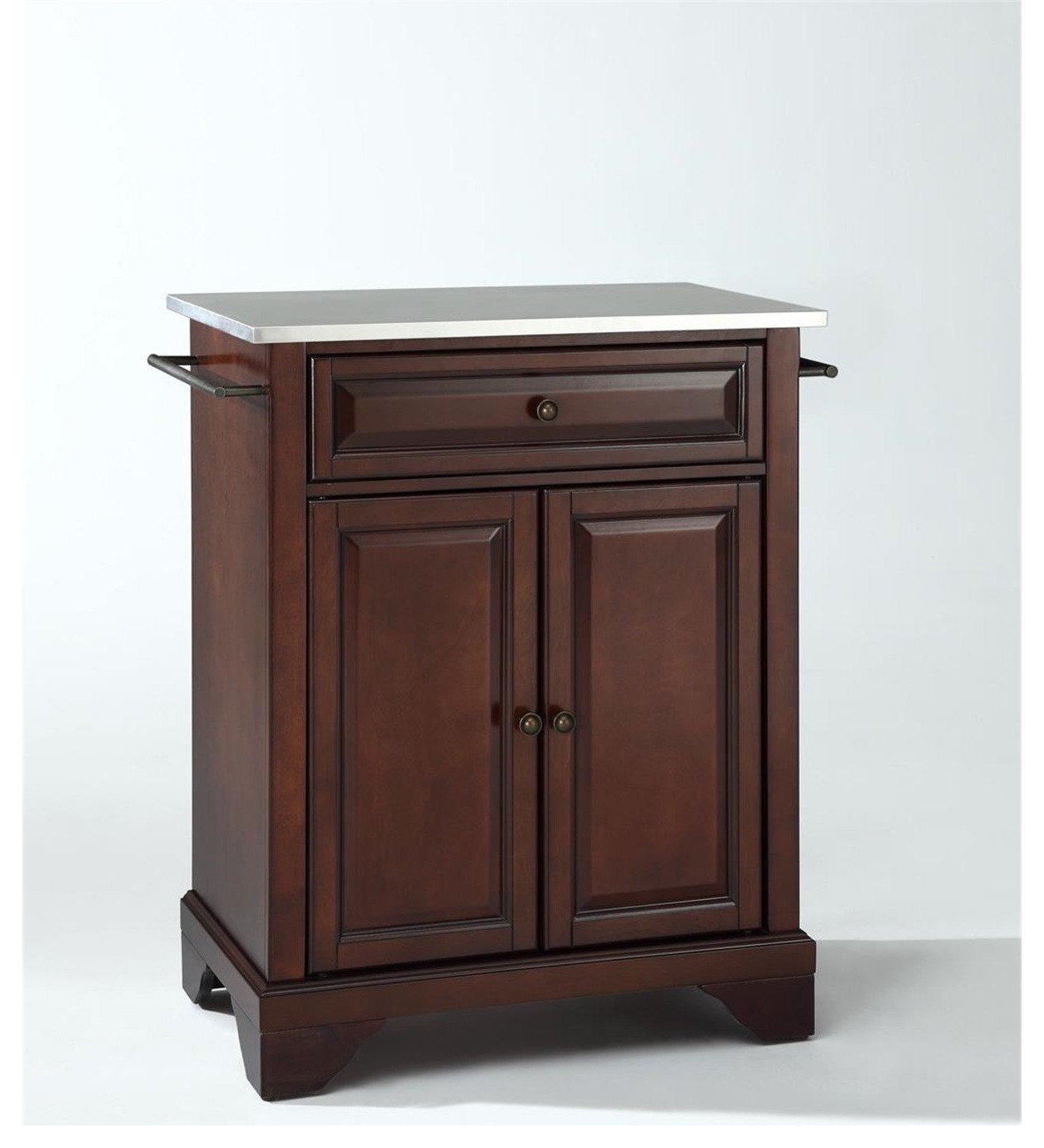 Traditional Mahogany Kitchen Cart with Stainless Steel Top & Framed ...