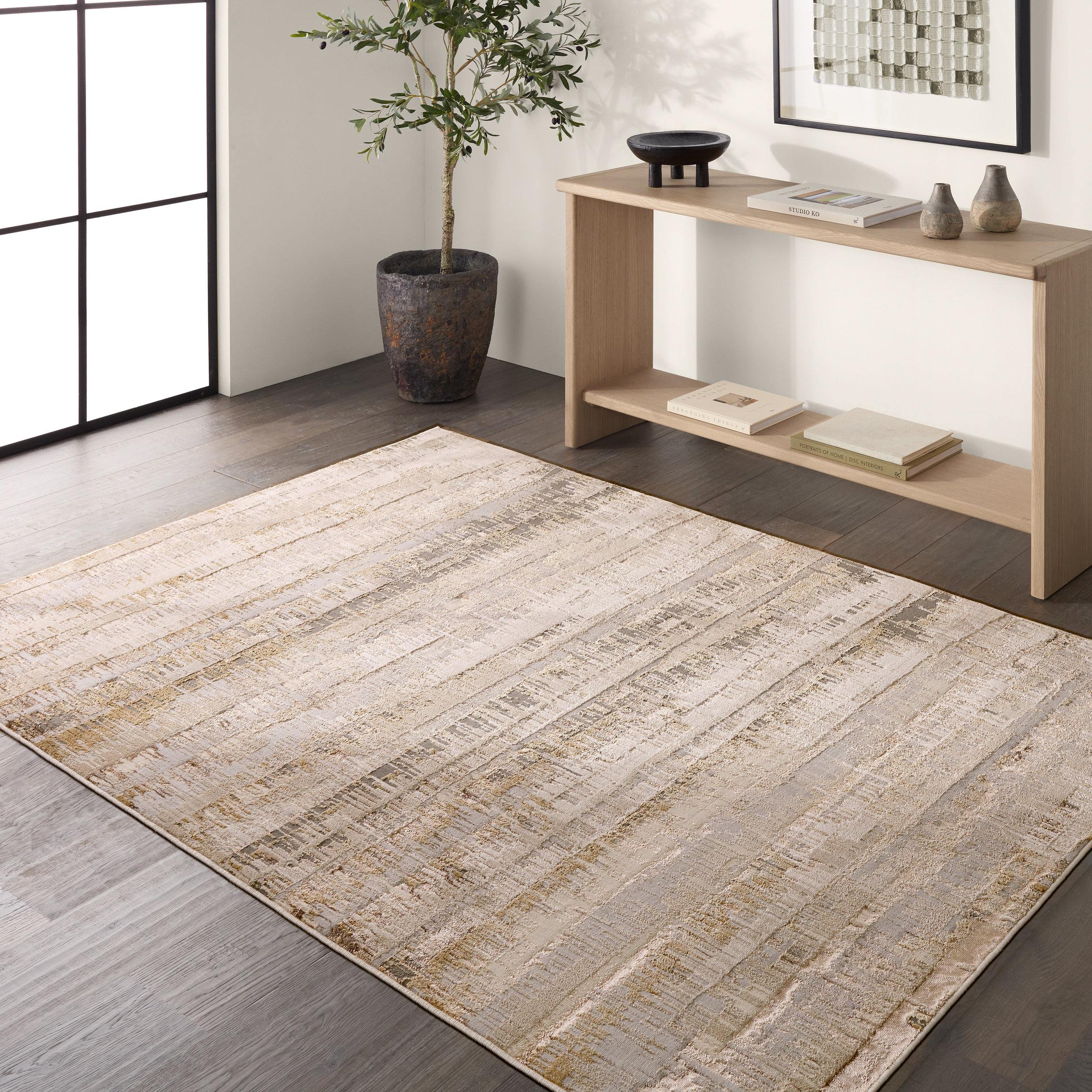 Jaipur Catalyst Elysia Cty37 Organic/Abstract Rug, Taupe/Cream, 3'3"x12 ...