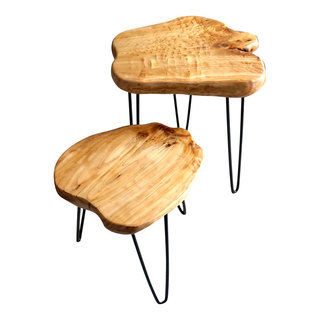 Welland Rustic Cedar Wood Stump Side Tables, Set of 2 - Rustic - Side ...