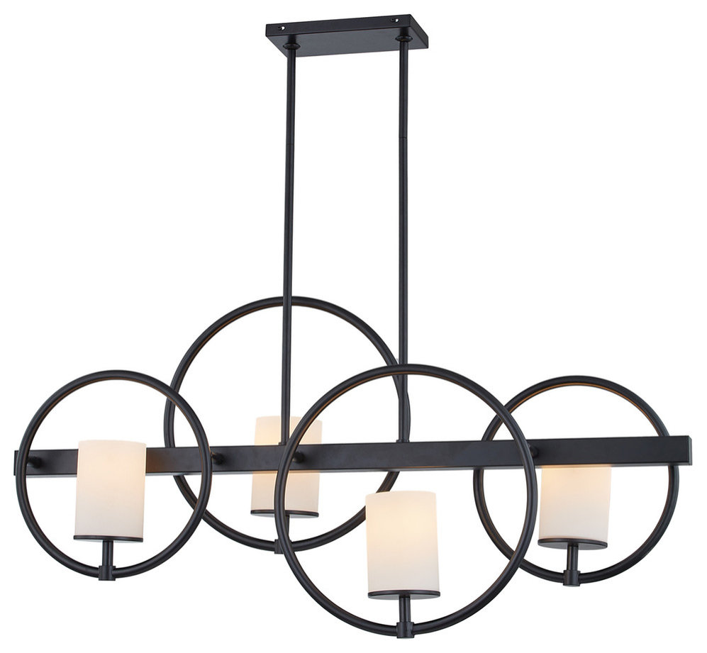 Cirque 4-Light Island Chandelier FSN-4370-OPAL-MBLK, Matte Black ...