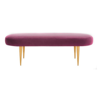 Ava Velvet Oval Bench Plum - Midcentury - Upholstered Benches - by V.S ...
