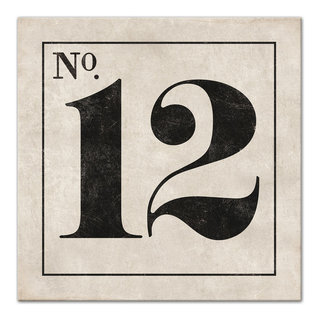 Vintage Number 12 Sign Canvas Wall Art, 24x24 - Contemporary - Prints ...