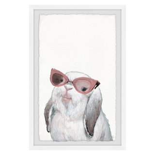 "Posh Bunny" Framed Painting Print, 8"x12" - Contemporary - Prints And ...