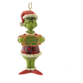 Jim Shore Beware A Grinch Lives Here Ornament Christmas, 5 In H X 2 In ...