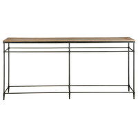 Fenway 74" Solid Wood and Metal Sofa Console Table in Pickled Mango ...