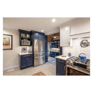 Blue and White Kitchen and converted Breezeway - Transitional - Kitchen ...