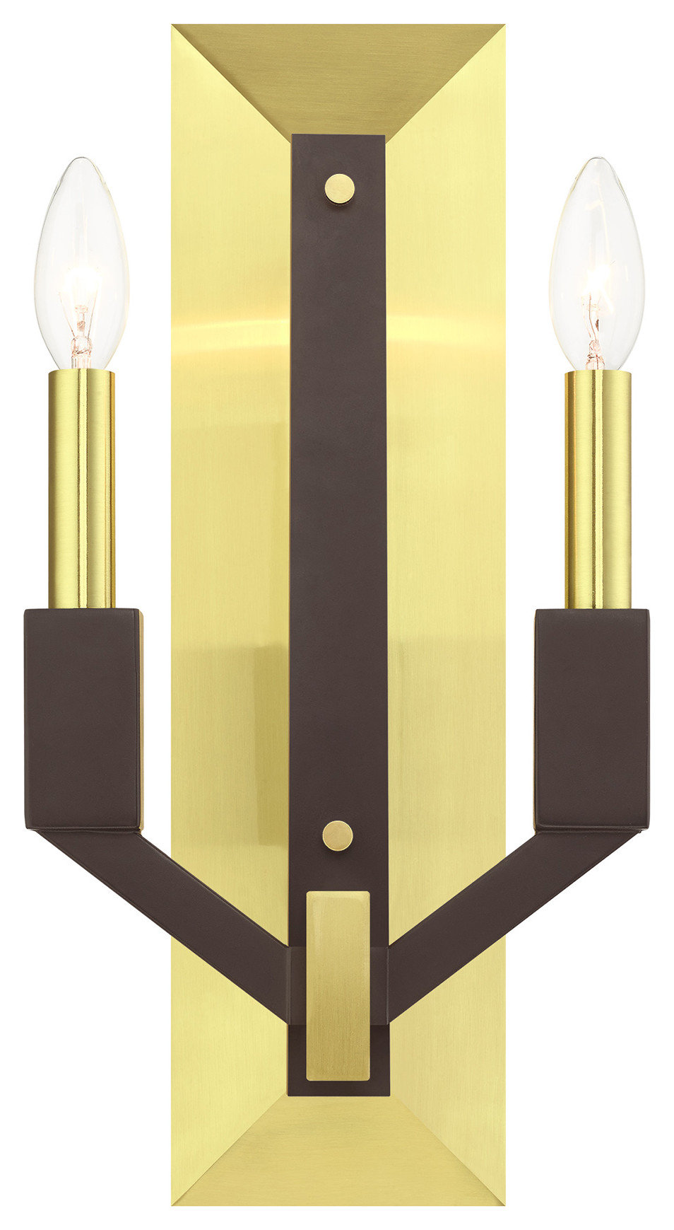 LIVEX LIGHTING 51162-12 2 Light Satin Brass ADA Double Sconce - Transitional - Bathroom Vanity ...