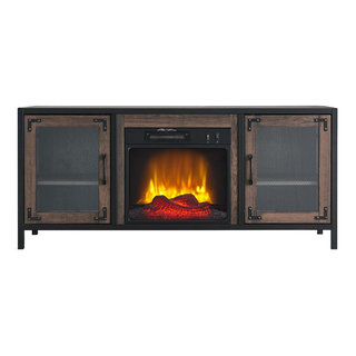 HearthPro Matthew Electric Fireplace Media Console in Charcoal Oak ...