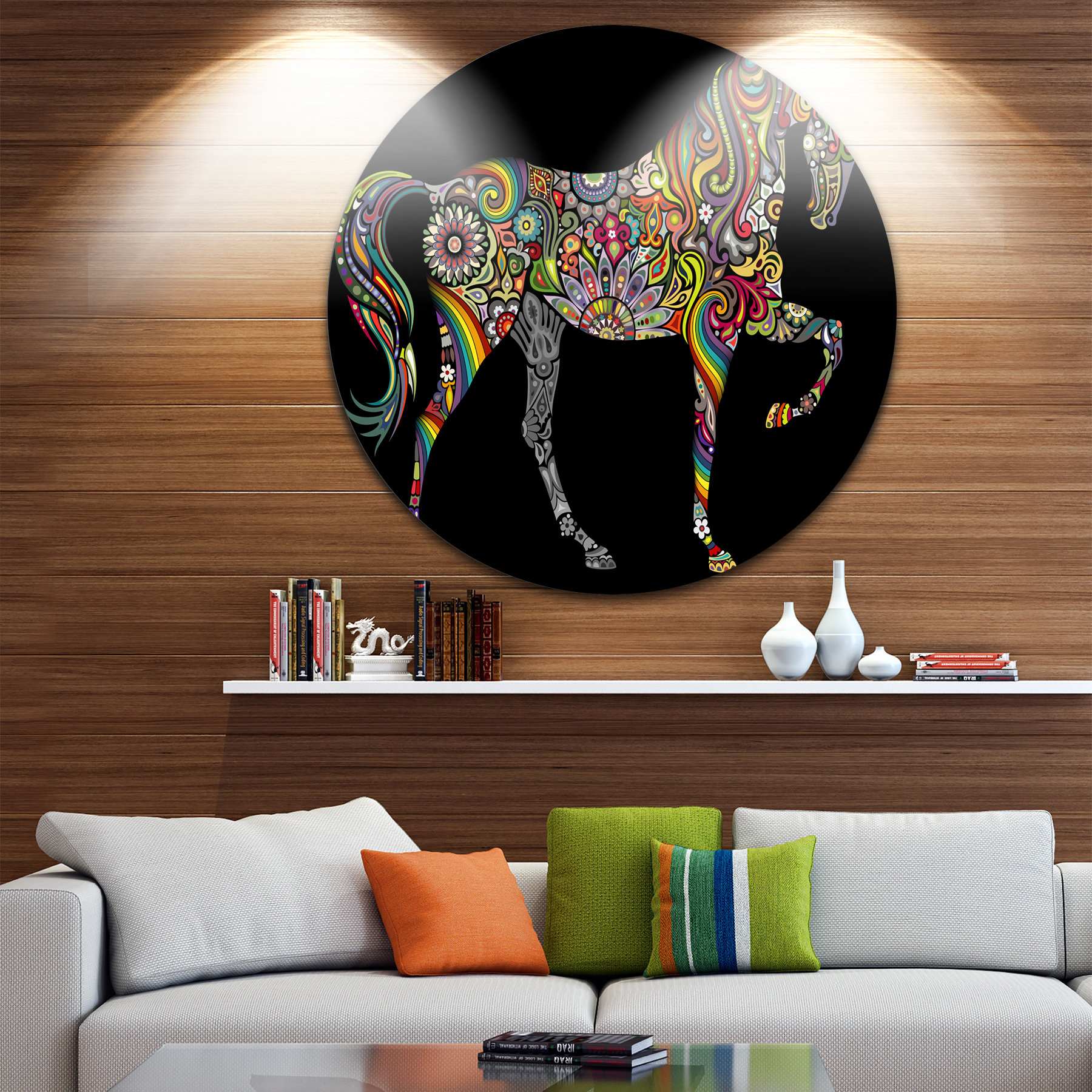 Horse And Rainbow, Animal Digital Art Disc Metal Artwork, Disc of 23 ...