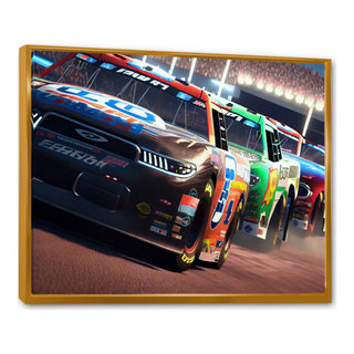 Stock Car Racing Last Lap V Framed Canvas, 32x24 - Contemporary ...