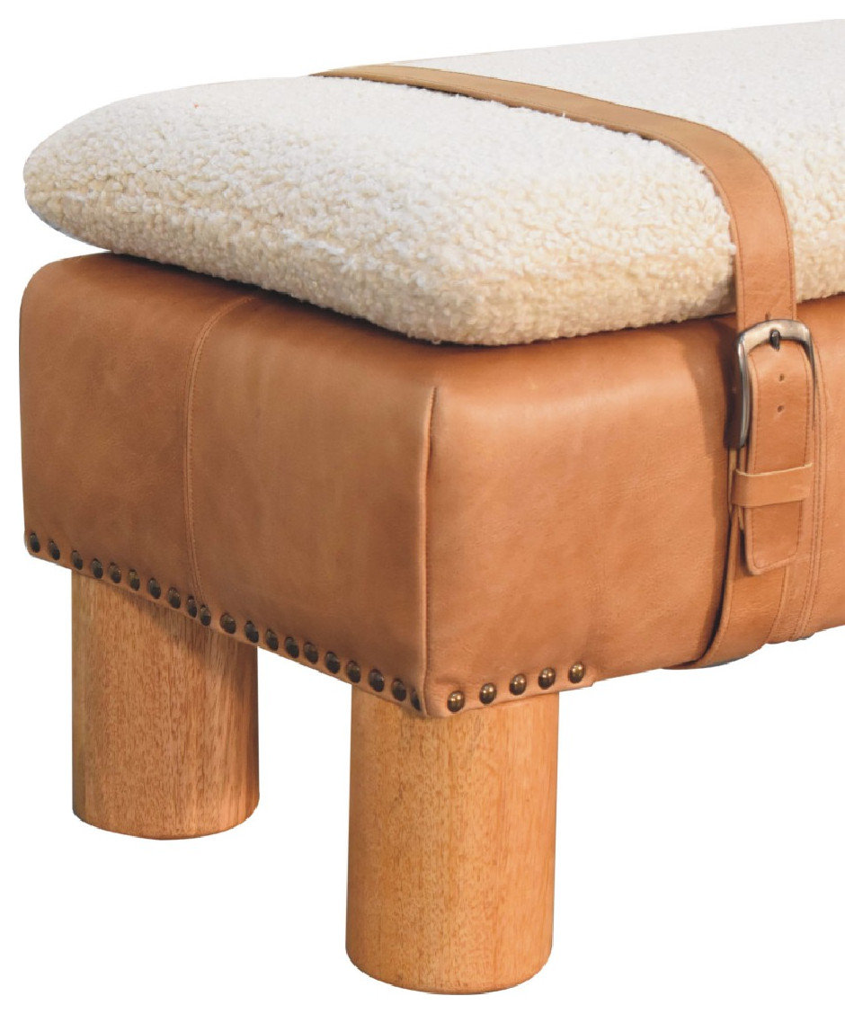 Strapped Cyclinder Bench - Transitional - Upholstered Benches - by ...