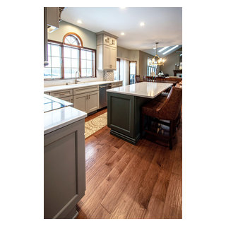 Two-Toned Kitchen with Contrasting Mixed Quartz and Wood Countertops ...