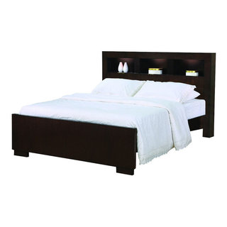 Jessica Queen Platform Bed, Cappuccino - Transitional - Platform Beds ...