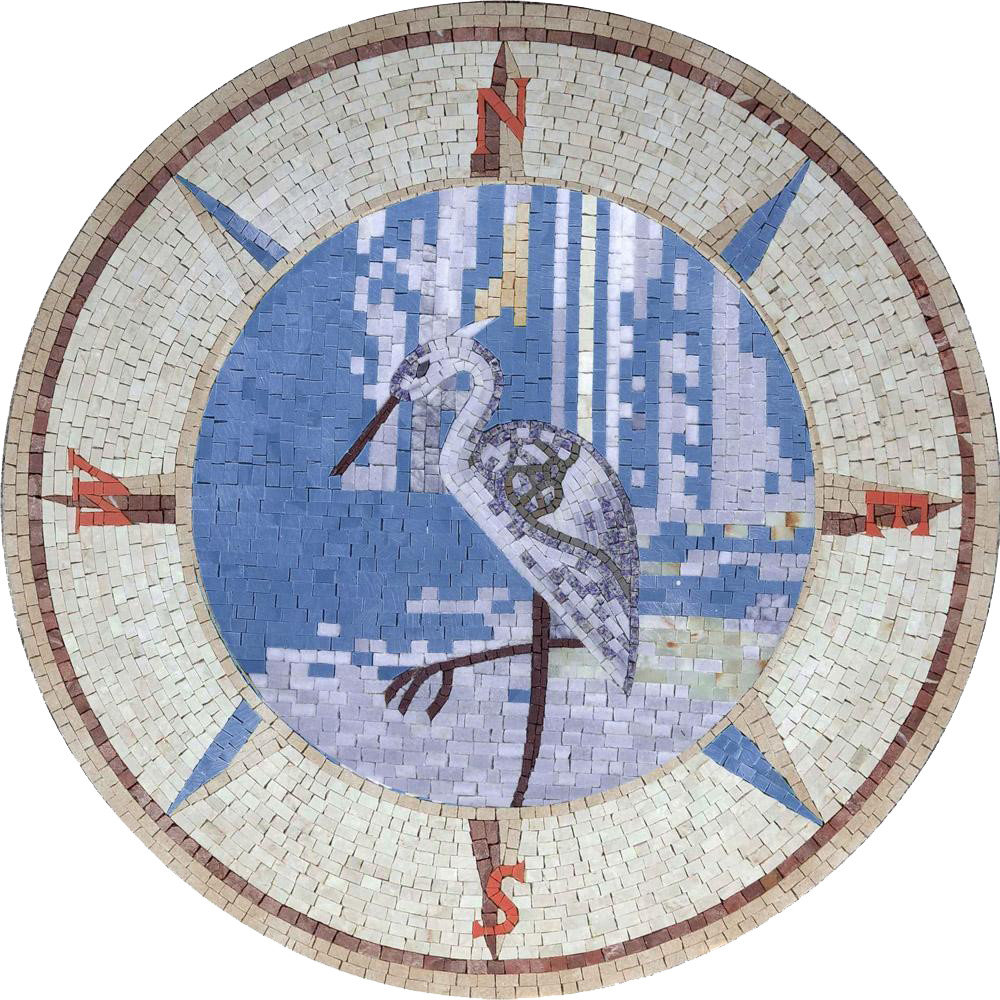 The Flamingo Bird Mosaic Compass Medallion, 72" x72" - Tropical - Tile ...