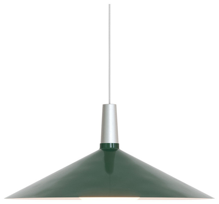 Large Bower Pendant Light In Anodised Aluminium and Dark Green ...