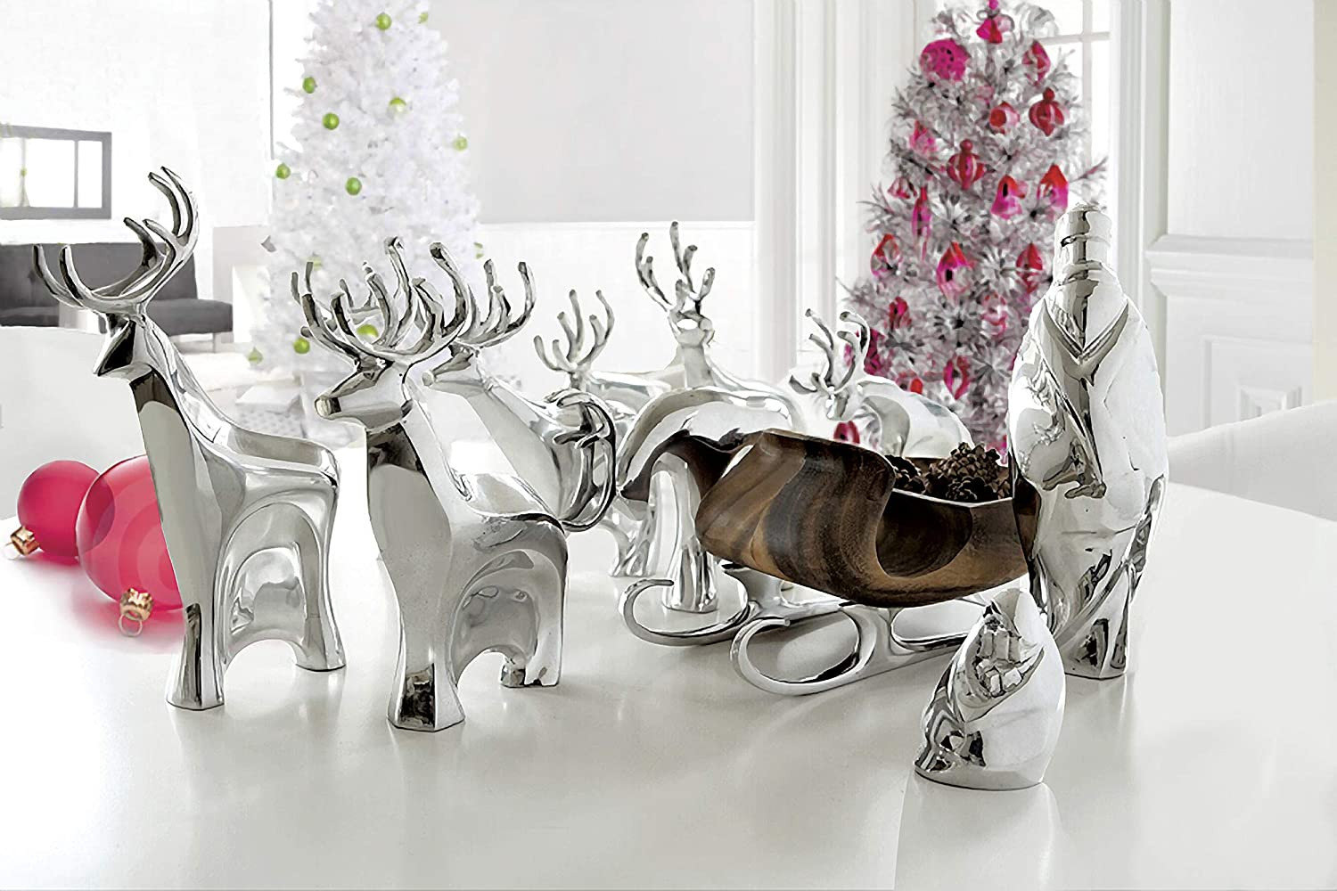 Nambe Miniature Dasher Reindeer Figurine Set - Holiday Accents And ...