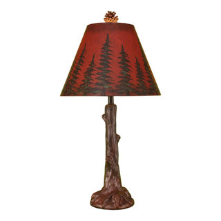Burnt Red Tree Trunk Table Lamp - Rustic - Table Lamps - by Furniture ...