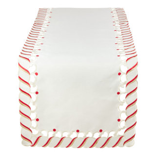 Candy Cane Design Christmas Holiday Table Runner, 16"x72 ...