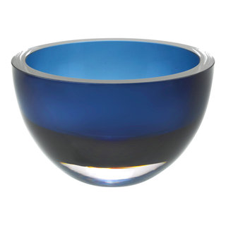 HomeRoots 6" Mouth Blown European Made Lead Free Midnight Blue Crystal ...