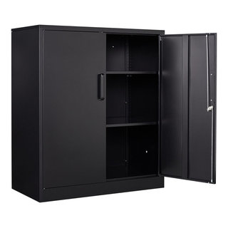 Metal Storage Cabinet, 2 Doors & 2 Shelves, 35.5" - Contemporary ...